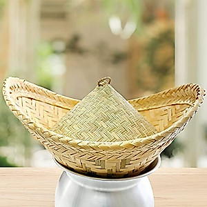 PANWA Traditional Sticky Rice Cooking Steamer Basket Wicker Lid Handcrafted “Universal Fit for all Large” Wing and Round Baskets