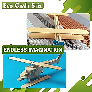 Eco Craft Stix 6" Jumbo Wooden Craft Sticks - Pack of 500ct. Includes a Bonus Gift. Great For Kids Classroom Arts Supplies.