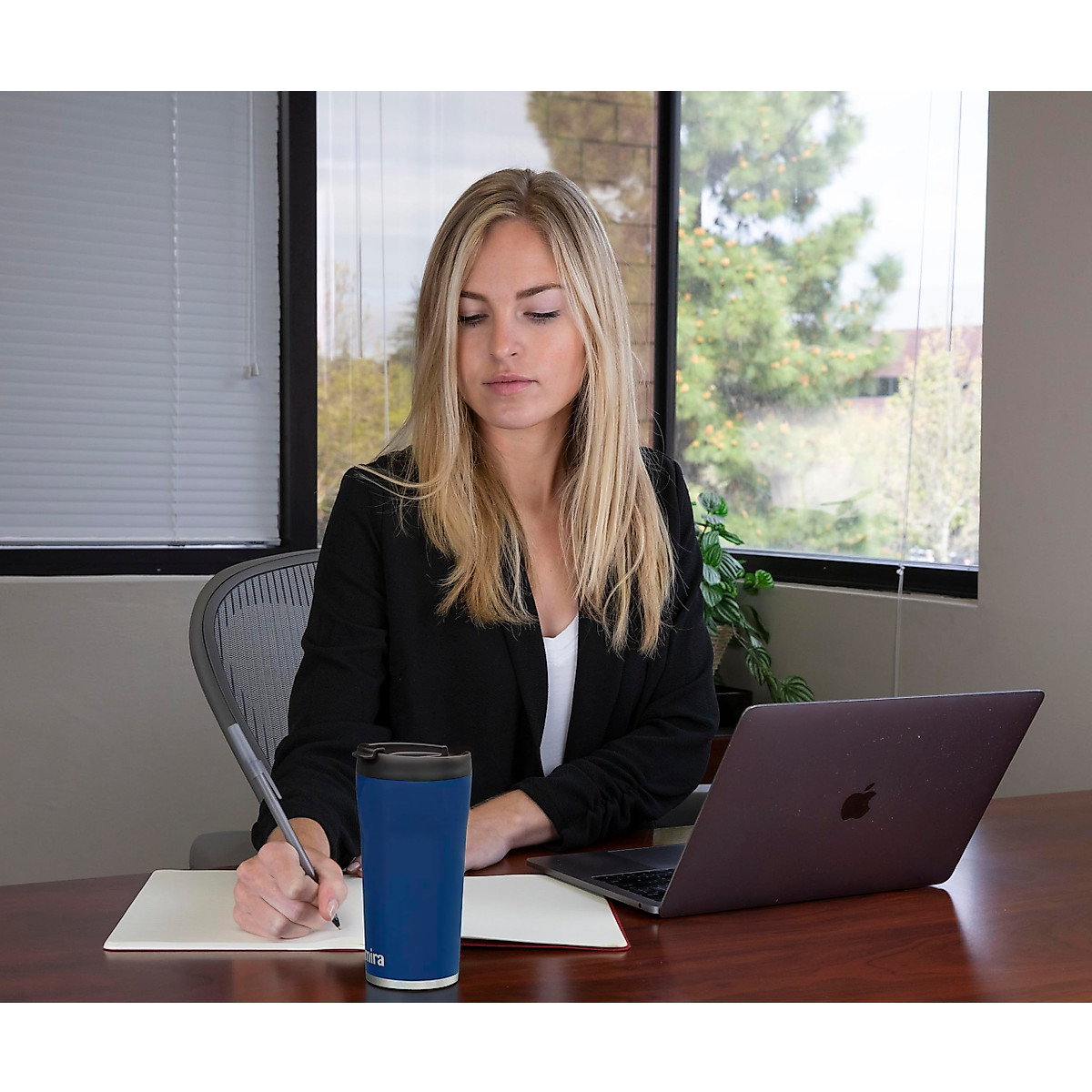 MIRA 12 oz Coffee Travel Mug - Stainless Steel Insulated Tumbler with Leak-Proof Lid - Hot & Cold Cup - Marine