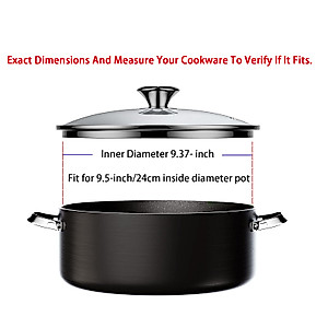 Cook N Home Tempered Glass Lid, 9.5-inch/24cm, Clear