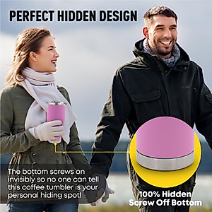 Sneaky Booze 30oz Coffee Tumbler Diversion Safe Stainless Steel Mug Double Wall Vacuum Insulated Can Portable Water Bottle Storage Container Hide Jewelry Valuables Secret Hidden Travel Cup Army Green