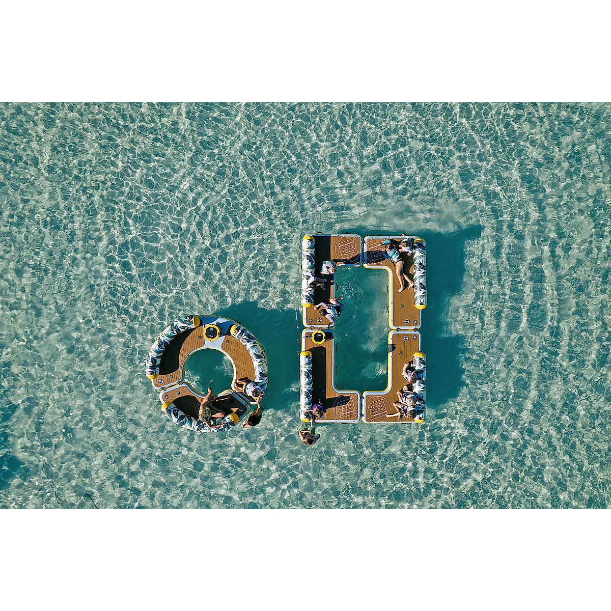 BOTE Inflatable Dock Hangout Suite 240 Degree Size Floating Group Party Raft Lake Beach Adults Kids Family Friendly MAGNEPod Compatible Packable Portable Towable