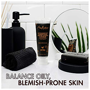 Sheamoisture Facial Wash and Scrub for Blemish Prone Skin African Black Soap to Clarify Skin 4 oz