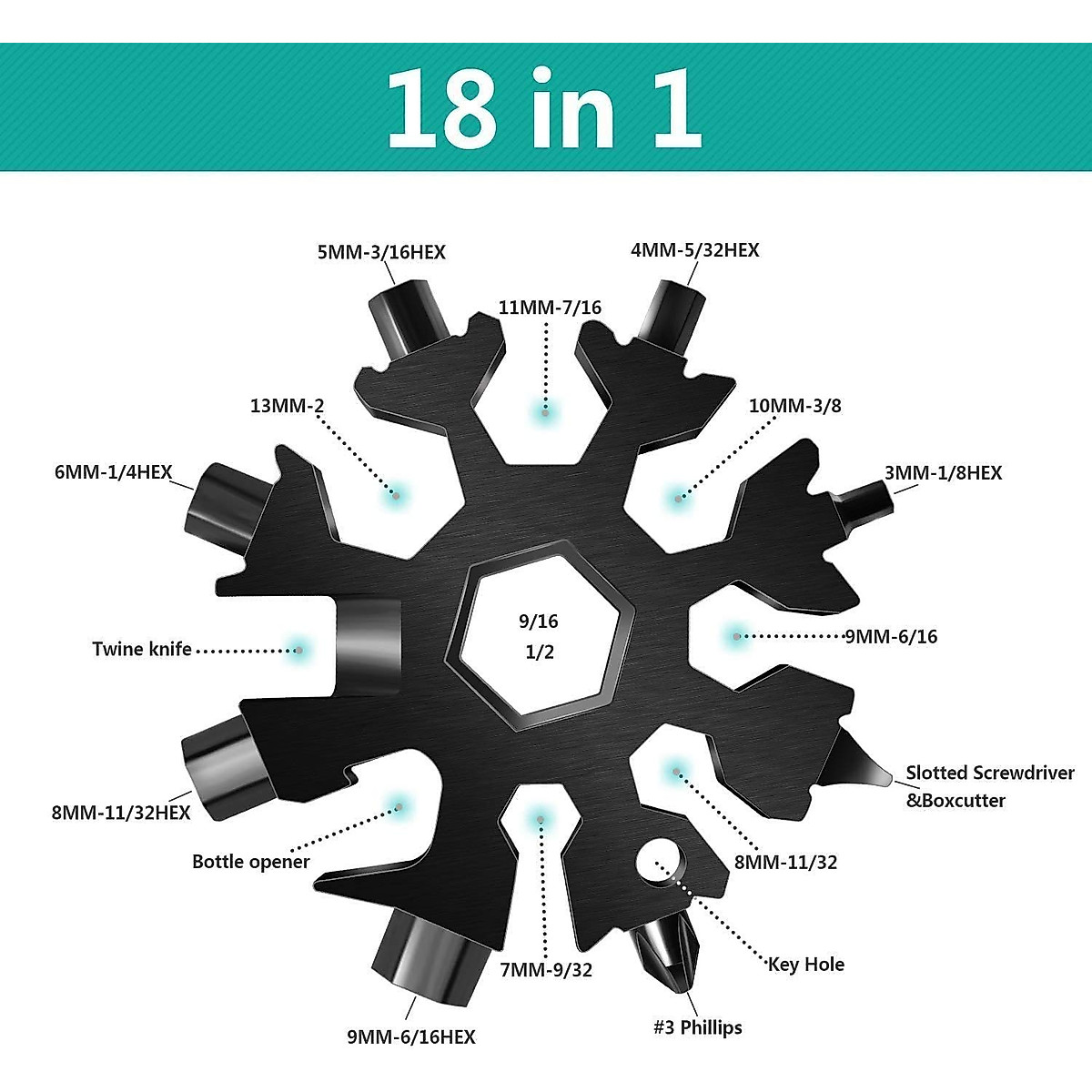 Snowflake Multi-Tool Stainless Steel Snowflake Keychain Tool 18-in-1 Incredible Tool Snowflake Screwdriver Tactical Tool for Outdoor Camping
