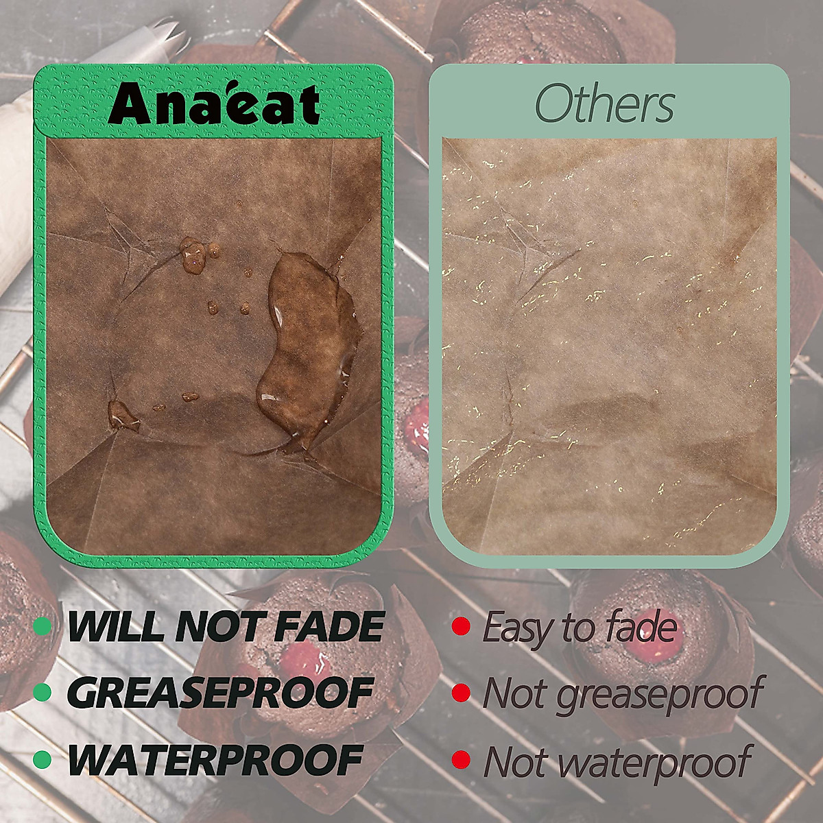 Anaeat Tulip Cupcake Liners Pack of 100, Paper Baking Cups & Muffin Liners Holders - Grease Resistant Cupcake Wrappers for Birthday, Party, Wedding, Christmas