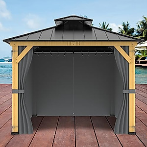 10-ft x 12-ft Gazebo Curtains,Privacy Replacement Sidewall 4-Panel Universal Shade Curtains Set,Protecting Side Walls (Only Curtain)-Grey