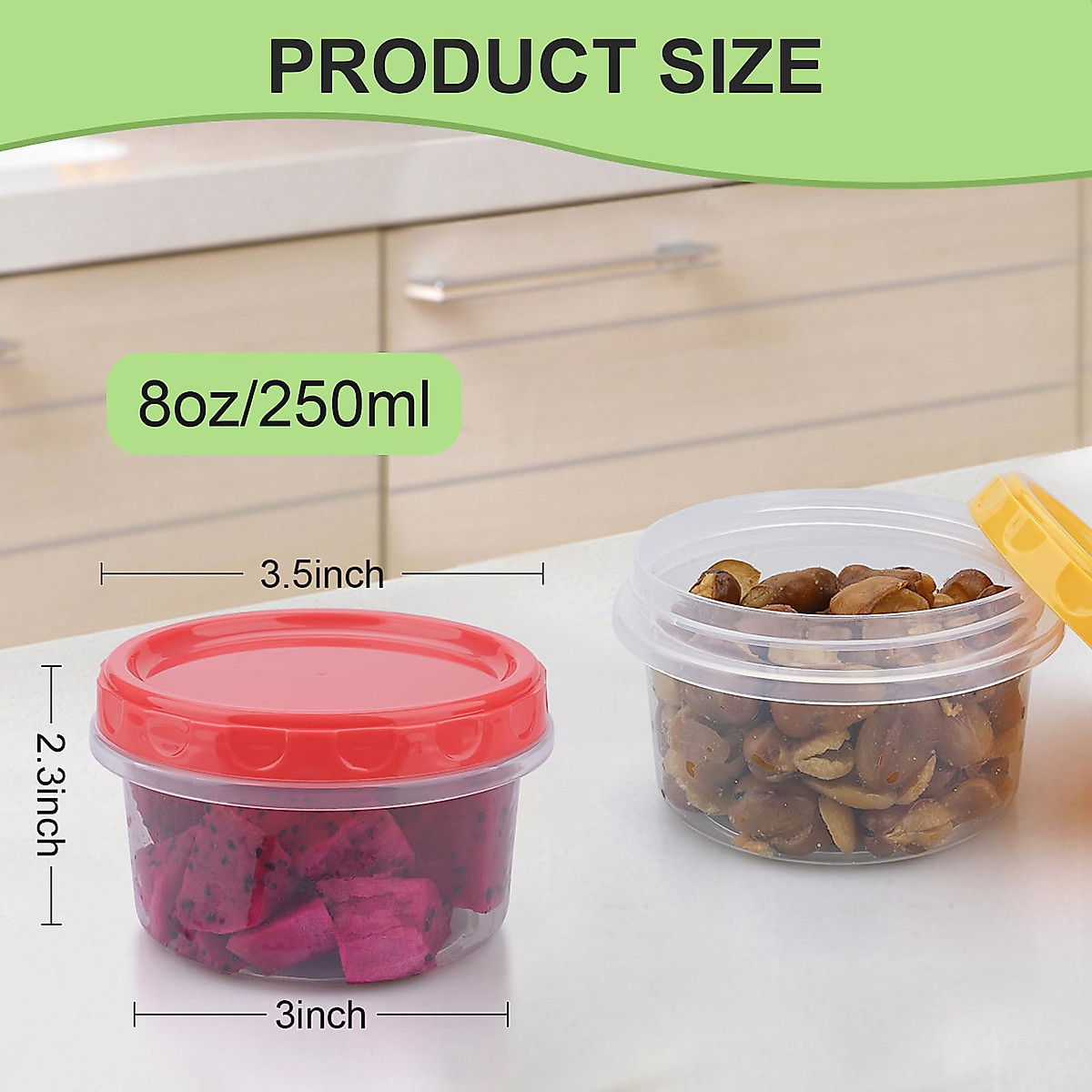 Kitchen GIMS 8 oz Plastic Containers with Lids Leak Proof Freezer Containers 12 Pack Meal Prep Jars Reusable Food Storage Containers with Lids Microwave and Freezer Safe
