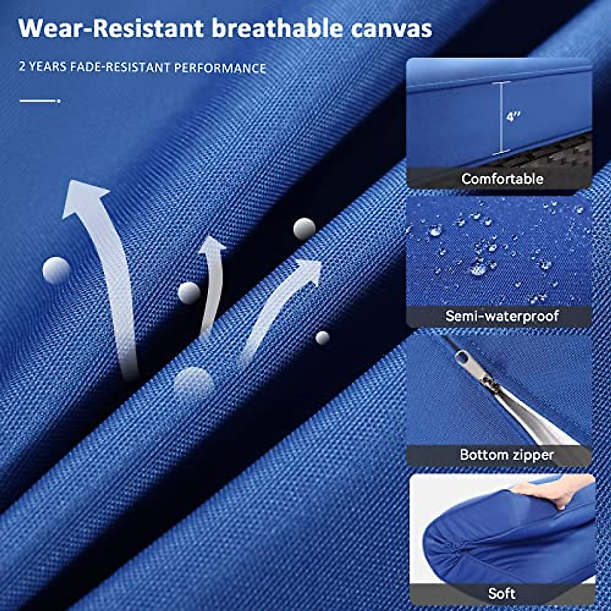 SUNVIVI OUTDOOR 5 Piece Patio Furniture Sets, All-Weather Black Wicker Rattan Outdoor Sectional Couch Sofa with Coffee Table & Washable Removable Navy Blue Cushions