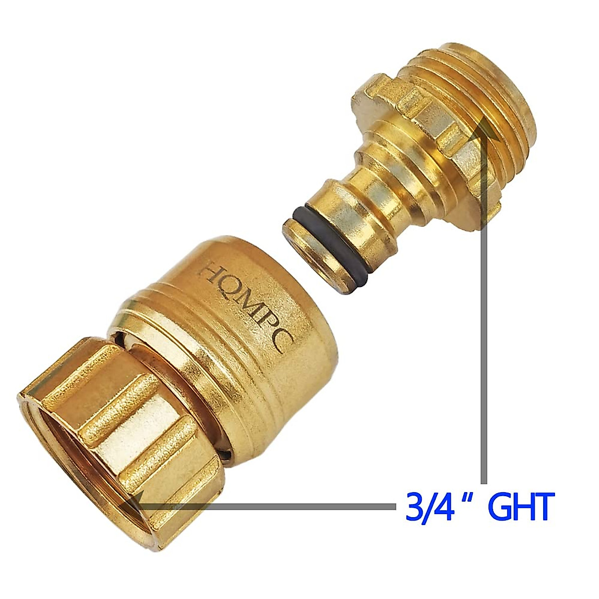 HQMPC No Pb Garden Hose Quick Connect Brass Hose Quick Connect Hose Quick Connect Fittings Water Hose Connectors 3/4" GHT (2 SETS)