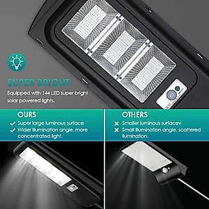 BEEZOK Solar LED Street Light, 6000LM Motion Sensor LED Parking Lot Light Dusk to Dawn, 6000K Daywhite - BKST0301