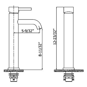 Dowell Modern Tall Vessel Sink Faucet - Single Handle, One Hole Bathroom Vanity Faucet,Brushed Nickel 8001 012 02