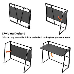 EE EUREKA ERGONOMIC Folding Desk 41 inch, Home Office Portable Folding Computer Desk for Small Space, No-Assembly Black