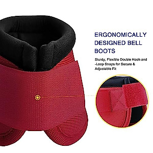 Gallopoff Equine Ballistic Overreach Bell Boots, No-Turn Bell Boots for Horses, Horse Hoof Protection Boots (Sold in Pairs) WineRed Large