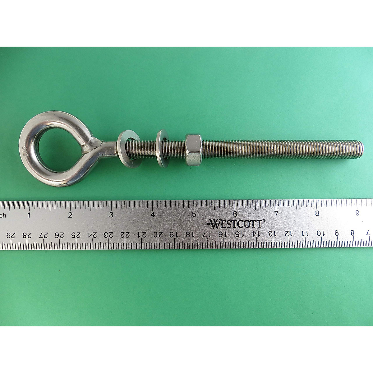 US STAINLESS 2 Pieces Stainless Steel 316 M12 Eye Bolt 12mm x 150mm Bolt Marine Grade Pitch of 1.75