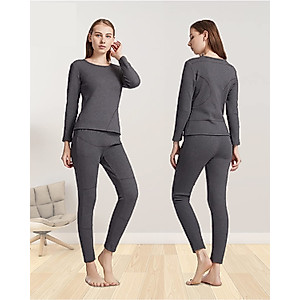 TRUNYAQI Women's Heated Thermal Underwear Set, USB Women's Electric Thermal Heated Long Johns Set, Leggings for Snow Women(Grey,Medium)