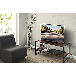 ZINUS Garrison 40 Inch Black Metal Frame Media Stand / TV Stand with Shelf / Easy Assembly, Red mahogany wood grain