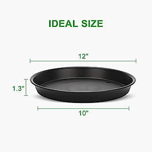 GROWNEER 6 Packs 12 Inches Plant Saucer Drip Trays, Suit for Pots Less Than 10 Inches Bottom Diameter, Round Plastic Plant Pot Saucers Flower Pot Tray for Indoor Outdoor Garden, Black