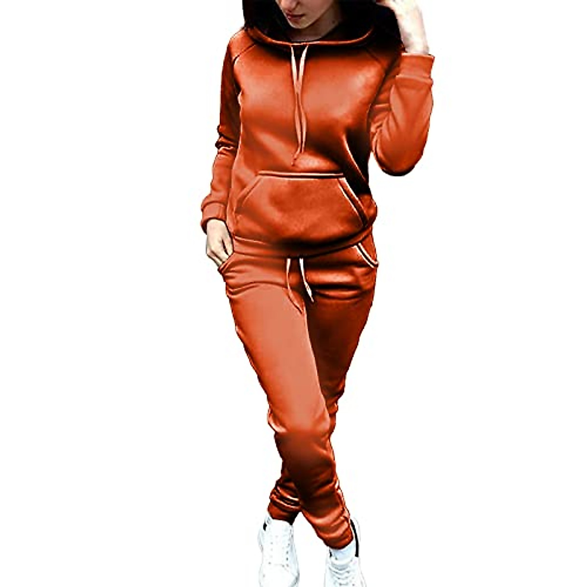 WZPIMT Women's 2 Piece Outfits Sweatsuit Cropped Hoodie Sweatshirt and Sweatpants Casual Cozy Tracksuit Lounge Sets tracksuit for women long H5-B, X-Large