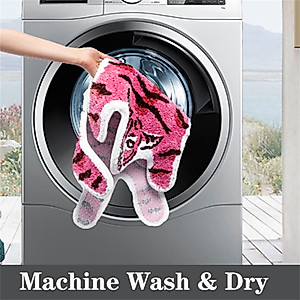 ZSCYD-yingda1992 Tiger Shaped Rug Animals Bath Mat Rug Non-Slip Bathroom Door Mat for Bedroom Kitchen Cartoon Area Rug for Tub Soft Bathmat Home Decor Pink+Brown