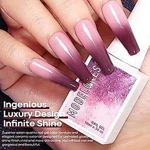 modelones Color Changing Gel Nail Polish - 6 Colors 10ml Pink Glitter Blue Purple Orange Mood Temperature Change Gel Polish Set Summer Soak Off Nail Polish DIY Home Salon LED Nail Art Manicure 2023