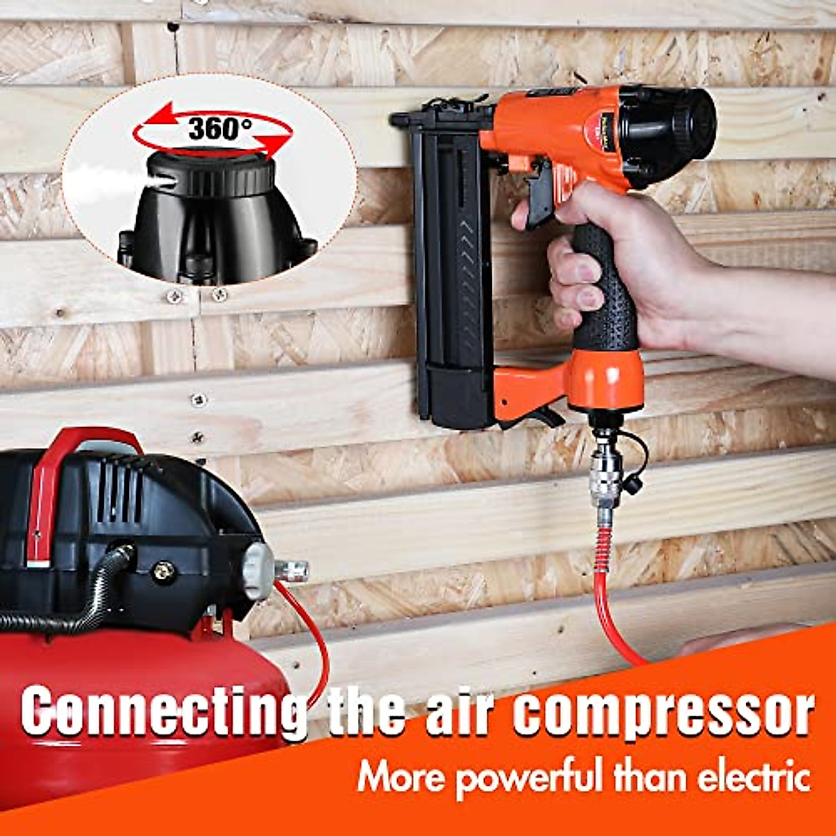 ValueMax 18 Gauge Pneumatic Brad Nailer, 2-in-1 Nail Gun Staple Gun with 1-5/8 inch Staples, 2-5/8 inch Brad Nails, Carrying Case and Safety Glasses, Ideal for Upholstery and Home Improvement