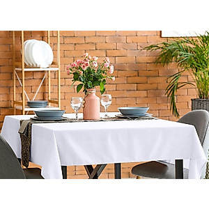 Utopia Kitchen Square Table Cloth 2 Pack [54x54 Inches, White] Tablecloth Machine Washable Fabric Polyester Table Cover for Dining, Buffet Parties, Picnic, Events, Weddings and Restaurants