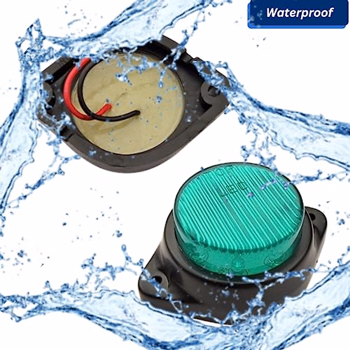 APSMOTIV 2Pcs Truck Side Light 12V Green 4 Inch LED Trailer RV Camper Side Marker Clearance Lights Lamps Surface Mount Truck led marker lights Front Rear