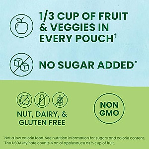 GoGo SqueeZ Fruit & VeggieZ Variety Pack, Pedal Peach and Boulder Berry, 3.2 oz (Pack of 20), Unsweetened Snacks for Kids, Gluten Free, Nut Free, Dairy Free, Recloseable Cap, BPA Free Pouches