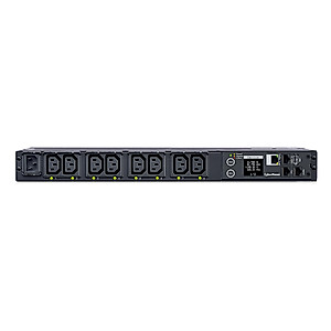 CyberPower PDU41004 Switched PDU, 100-240V/12A, (Derated to 12A UL /10A CE), 8 Outlets (C13), Input (C14) 10 ft. Cord, 1U Rackmount, 3 Year Warranty - Black