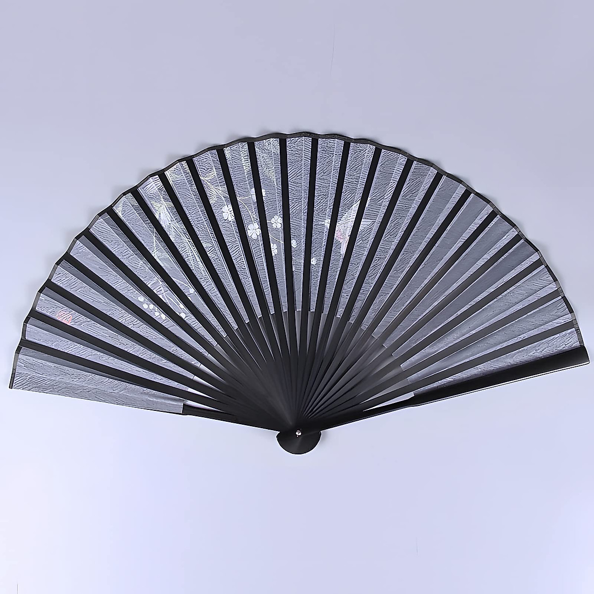 RAN Folding Fan with Floral and Bird Design, Bamboo Pocket Purse Hand Fan, Silk Fabric Handheld Fan with Fabric Pouch (Color : Multi-Colored, Size : 10.4")