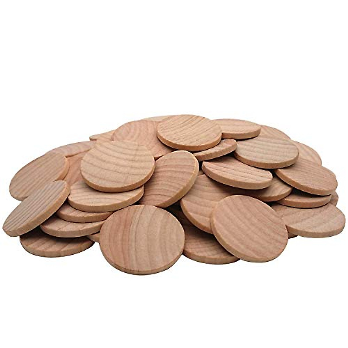 1.5 Inch Natural Wood Slices Unfinished Round Wood Coins for DIY Arts & Crafts Projects, 50 per Pack.