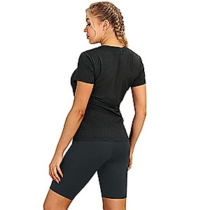 icyzone Workout Running Tshirts for Women - Fitness Athletic Yoga Tops Exercise Gym Shirts (Pack of 3) (L, Black/Navy/Rose Wine)