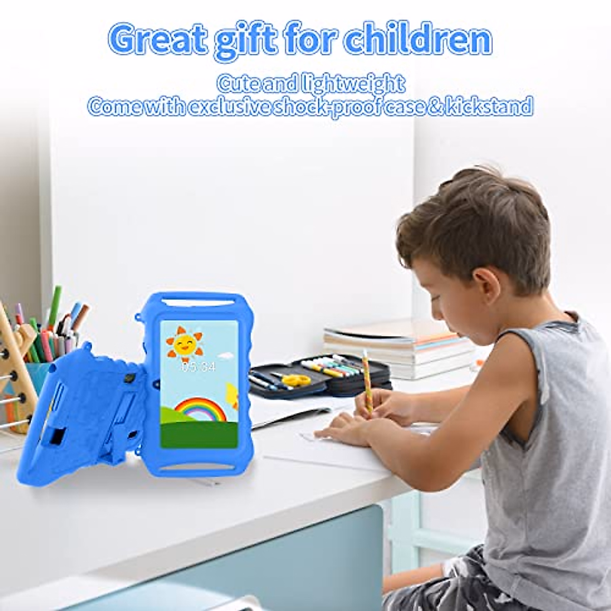 7inch Tablet for Kids Android 11 Tablets 3GB 32GB Parental Control Children Learning Toddler Tablet Shockproof Kickstand Case, GMS Certified, Google Tableta Kids YouTube (Blue)