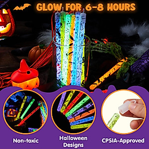 JOYIN 30 Pcs Halloween Glow Sticks Bulk Party Pack, Hanging Wands in 8 Designs, 6 Colors Light Up Sticks for Kids Glow in The Dark Halloween Party Favor Supplies, Halloween Goodie Bag Filler