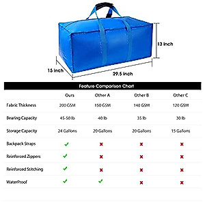 Generic Moving Bags, Storage Totes, Extra Large Packing Bags with Strong Handles and Zippers for Moving, Travelling, College Dorm, Camping, Christmas Decorations Storage, Bedroom Closet(6)