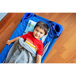 Wildkin Kids Modern Nap Mat with Reusable Pillow for Boys & Girls, Perfect for Elementary Sleeping Mat, Features Elastic Corner Straps, Cotton Blend Materials Nap Mat for Kids(Trains, Planes & Trucks)