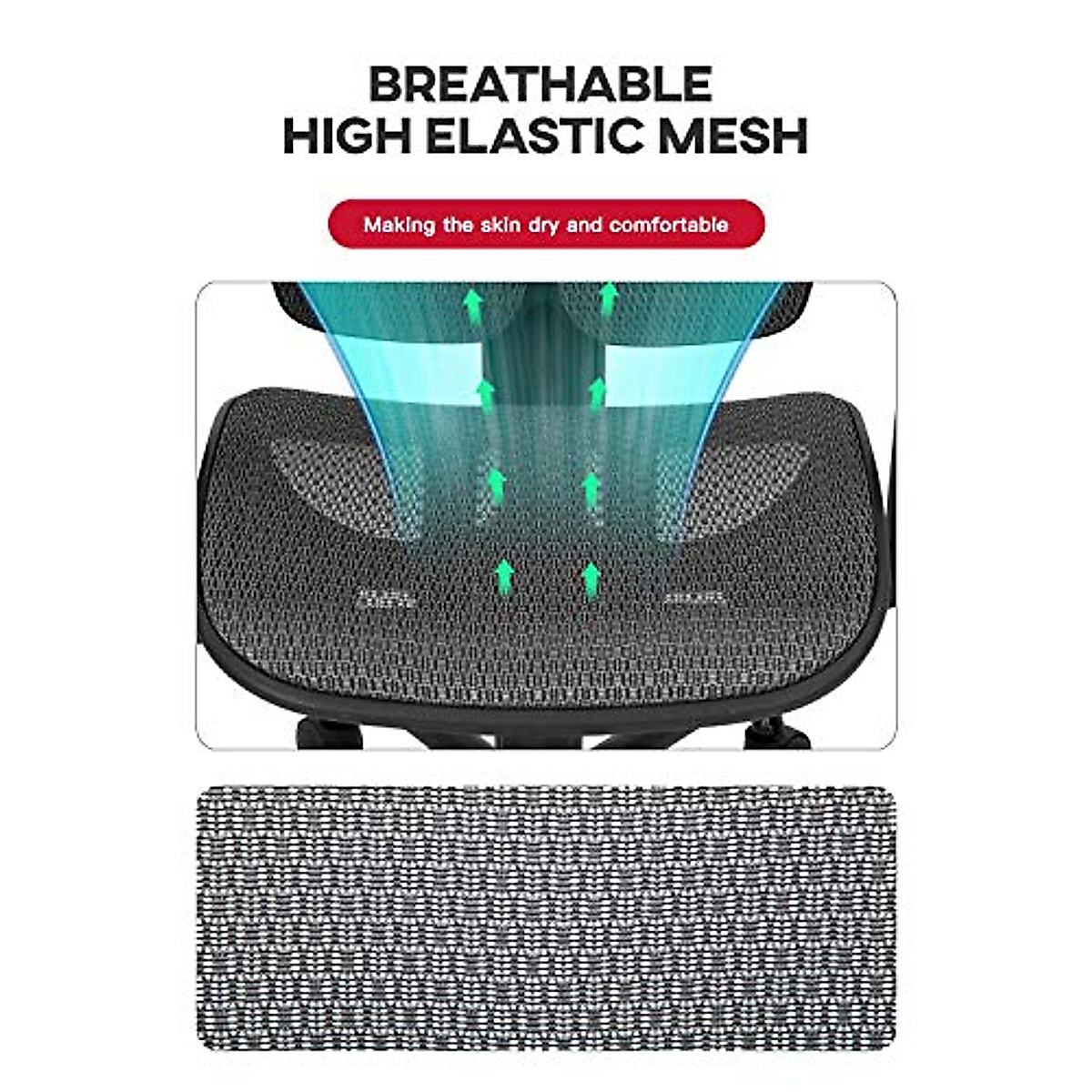 Ergonomic Office Chair, Desk Chair Computer Chair with Adjustable Arms Lumbar Support Swivel Rolling High Back Mesh Task Chair