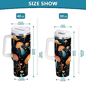 ARGTILDN 40 oz Tumbler Sea Jellyfish Glow Insulated Travel Mug with Handle and Straw Lid Stainless Steel Vacuum Coffee Cup Tea Beverage Container Water Bottles for Car Sports office