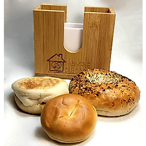 Bagel Slicer for Small and Large Bagels - Bamboo Bread Slicer w/Two Plastic Inserts & Non-Slip Silicone Pad - Adjustable Bagel Cutter Slicer - Moisture Resistant & Thick Base Bagel Holder for Slicing
