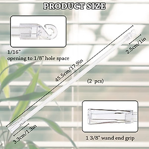 17 Inches Blind Tilt Wand with Hook and Handle, Acrylic Clear Blind Rod Replacement, Blind Opener Stick Long, Vertical Blind Wand Control Part Opener Accessory (2 Sets)