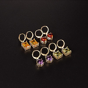 10 Pairs Gold Dangle Earrings for Women - Small Hoop Earrings with Charm - Gold Leverback Earrings for women - Cubic Zirconia Earrings Pack for -s -Earings Set- Cute Earrings for Women