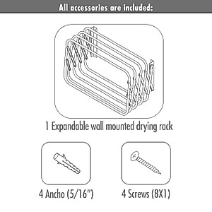 SOH DESIGN Steel Wall Mount Clothes Drying Rack, White Powder Coated, 9 Rods Expandable, for Laundry, Bathroom, Balcony,Indoor-Outdoor Use, 24 in Wide