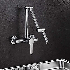 KNKQZXVDF -Taps,Faucet Bathtub Wall-Mounted Faucet Copper Chrome Concealed 360 Degrees Free Rotate Faucet Kitchen Multifunction Fold Cold Heat Water-Tap Taps