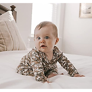 GUNAMUNA günamüna Unisex Baby, Toddler Ultra-Soft Bamboo Pajama, Coverall Romper Sleeper w/Diaper Zipper for Easy Changing, Garden, 3-6 Months