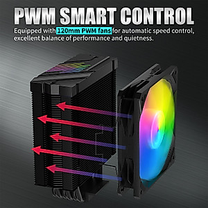 upHere S5C CPU Air Cooler LGA 1700 Ready 5 Heat Pipes 120mm PWM Processor Cooler for Intel LGA 1700/1200/115X AMD Universal Socket with 5V ARGB SYNC Auto RGB,Black