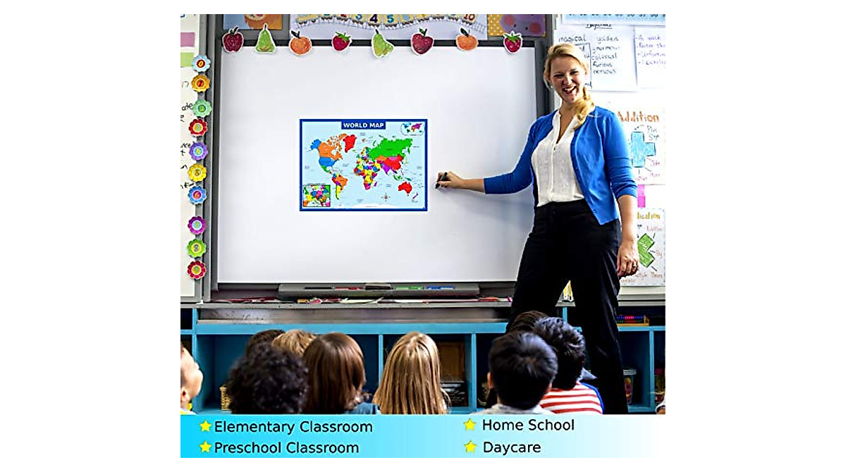 Engaging 3D World Map Poster for Classrooms & Kids