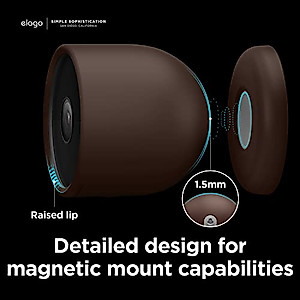 elago Silicone Cover Compatible with Google Nest Cam Outdoor or Indoor (Battery) - Magnetic Mount Cover Included, All Weather Protection, Easy Installation [Dark Brown]