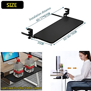 Premium Wooden Keyboard Tray Under Desk Sliding - Ergonomic Keyboard Drawer with Sturdy C-Clamp, No Drilling, Slide-Out Keyboard Holder for Home Office, Relieve Muscle Stress