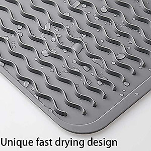 LIMNUO Silicone Dish Drying Mat Easy Clean Dishwasher,Non-Slip (M(16"×12"), Gray)