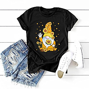 Women's Classic Version Type Cotton Short Sleeve Crewneck T Shirt Fun Printed Festival Black